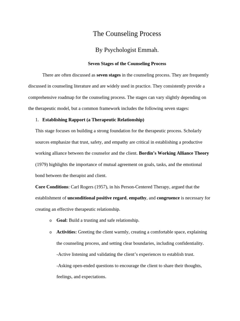 Seven Stages of the Counseling Process | PDF | Psychotherapy ...