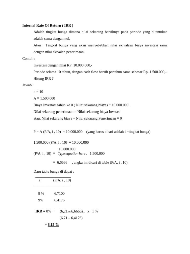 Internal Rate of Return | PDF