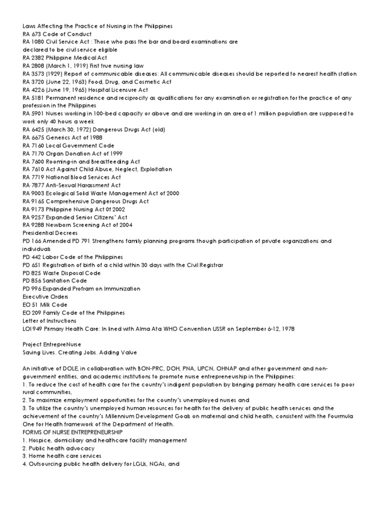 Laws Affecting The Practice of Nursing in The Philippines | PDF ...