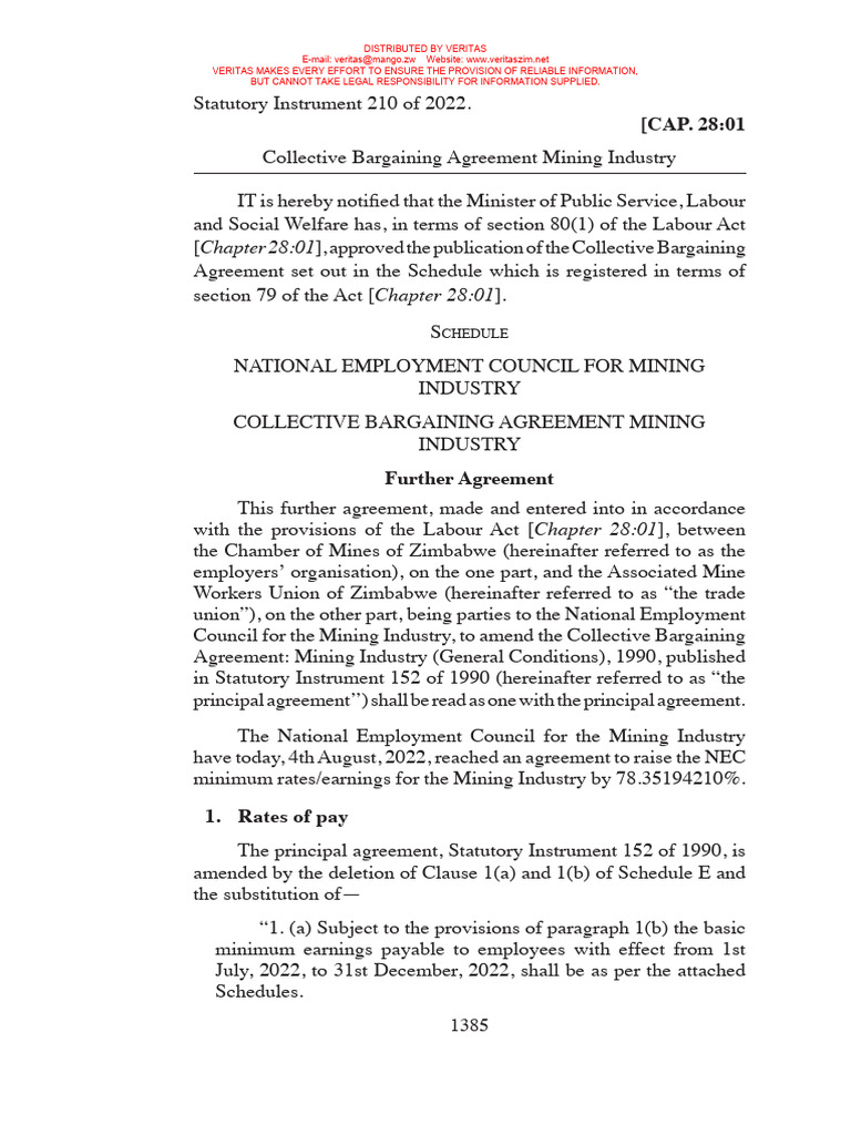 Collective Bargaining Agreement Mining Industry | PDF | Employment ...