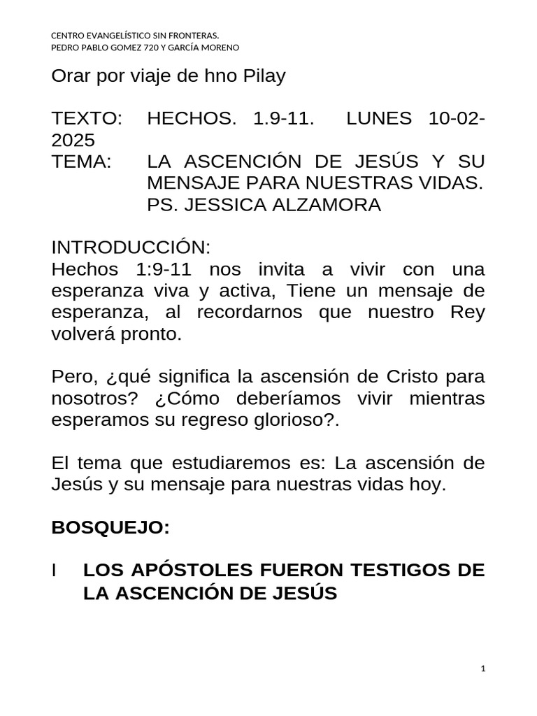 La Ascensión de Jesús: Mensaje de Esperanza | PDF | Ascension de jesus ...