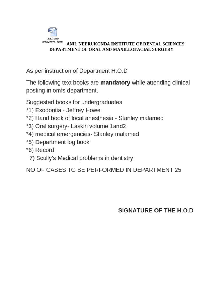 Mandatory Texts for OMFS Students | PDF