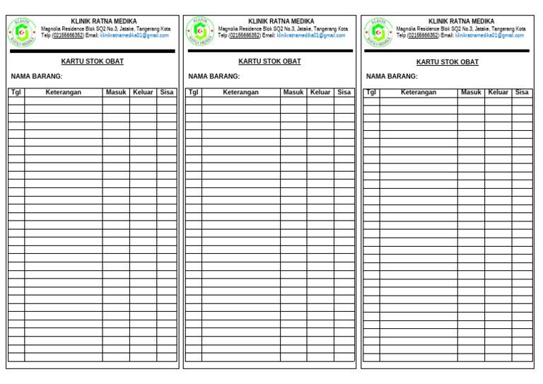 Blanko Kartu Stok | PDF