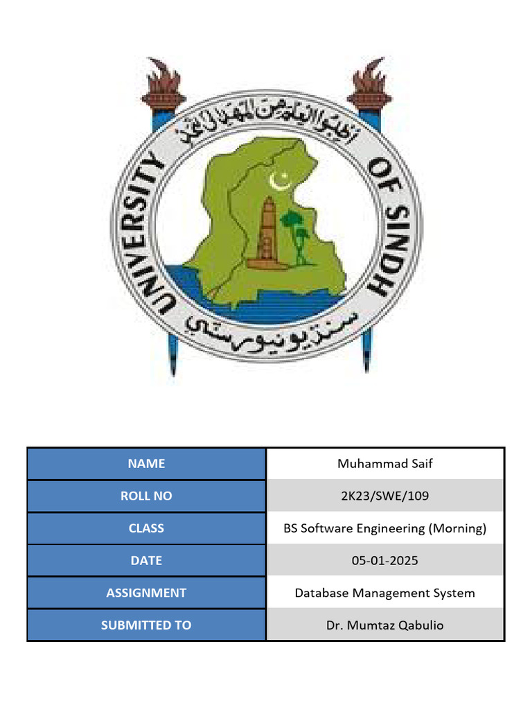 Muhammad Saif Roll No 109 | PDF