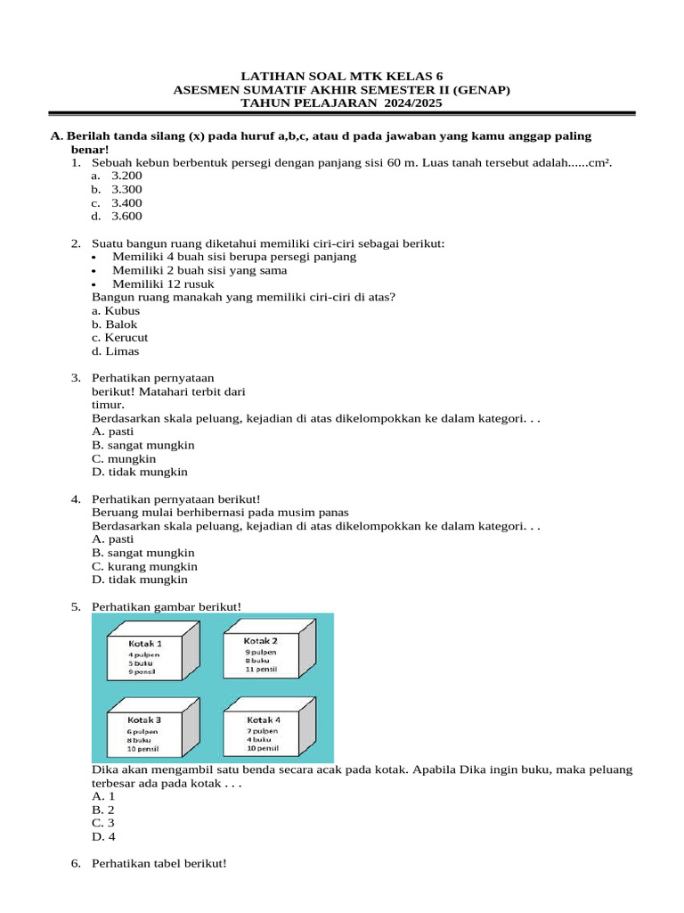 MTK Asas Kelas 6 SD Sem 2 | PDF
