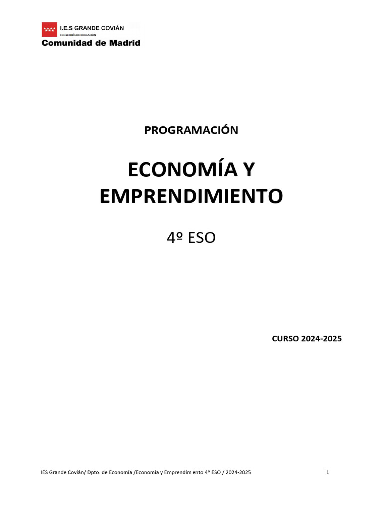 Economia y Emprendimiento 4o Eso 24 25 Signed | PDF | Evaluación | Aprendizaje