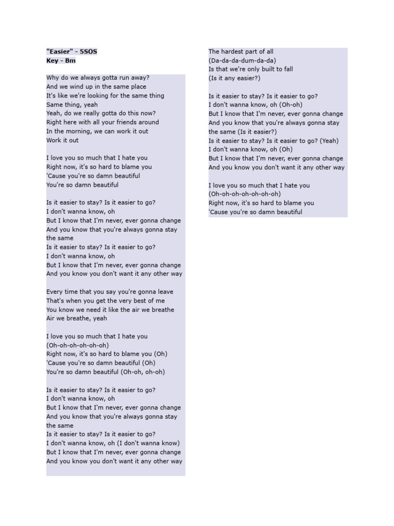 Song Lyrics Analysis and Themes | PDF