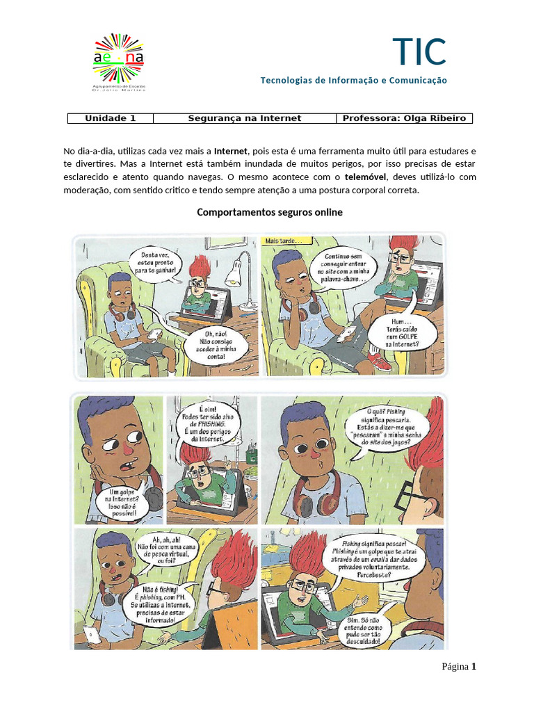 Ficha 1.1 Comportamentos Seguros | PDF