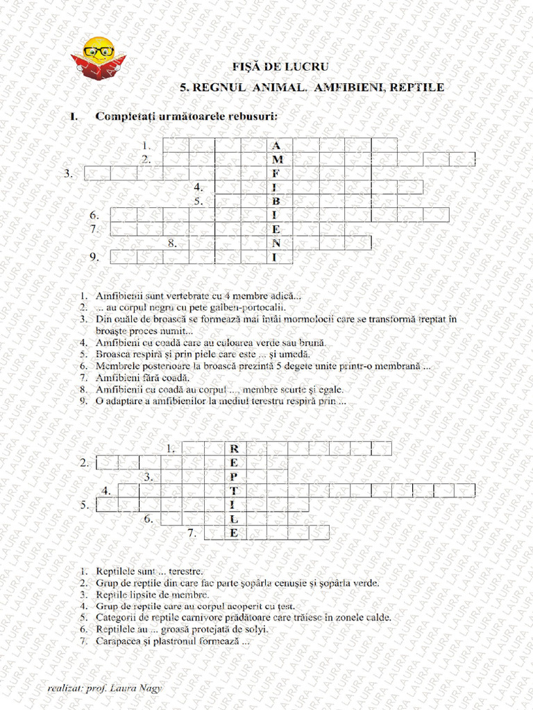 15 Cls 5 Fisa de Lucru Amfibienii Reptile | PDF