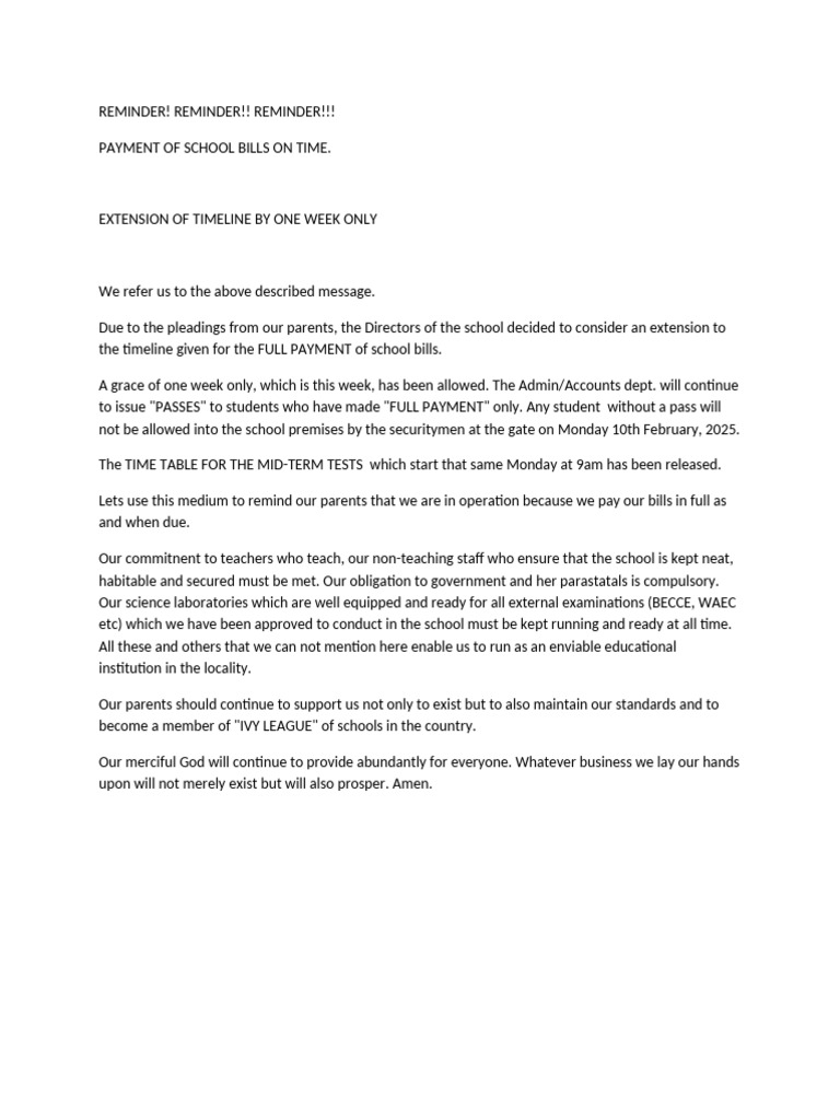 School Fees Reminder | PDF