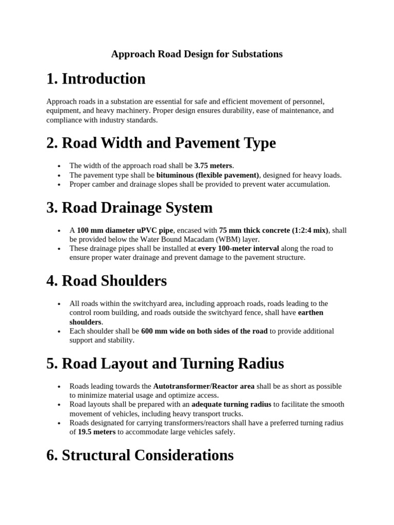 Approach Road Design for Substations | PDF | Road Surface | Road
