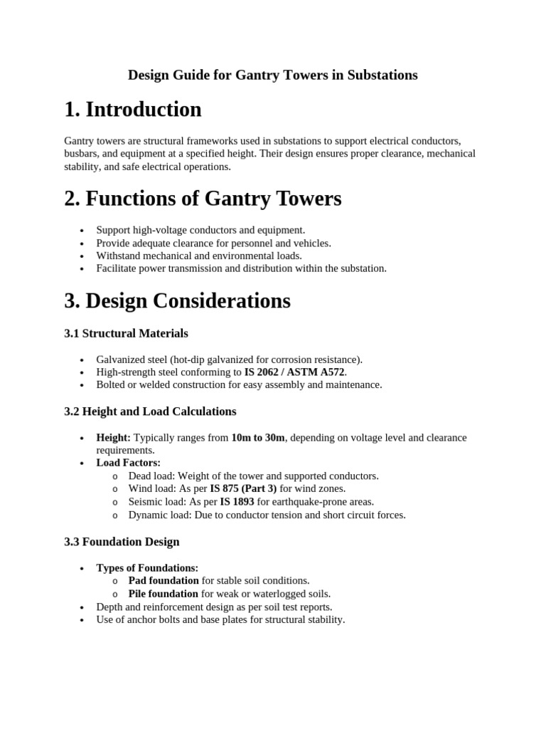 Gantry Tower Design for Substations | PDF