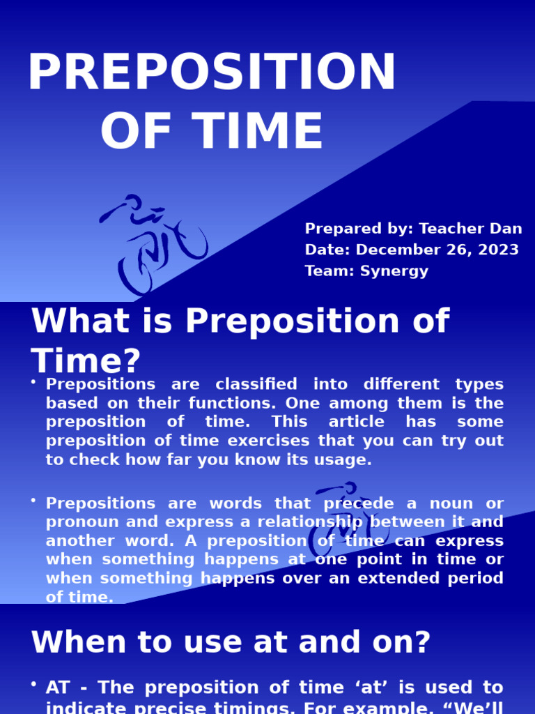 PREPOSITION OF TIME_TEACHER | PDF | Syntactic Relationships | Morphology