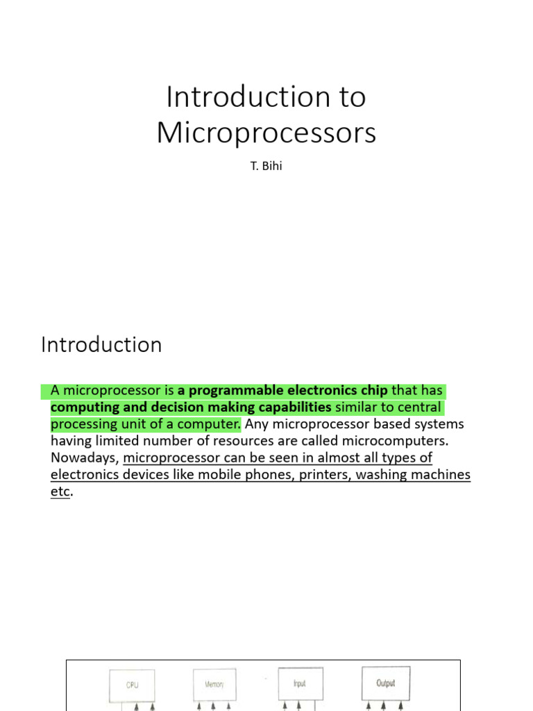 Introduction To Microprocesssors | PDF | Central Processing Unit | Microprocessor