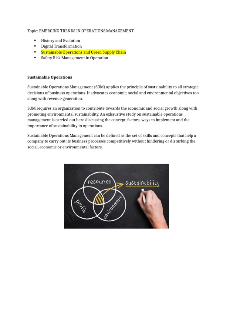 Topic - Sustainable Operations and Green Supply Chain | PDF ...