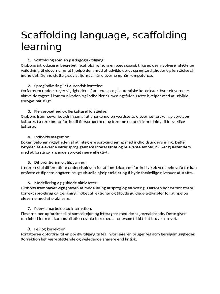 Scaffolding language | PDF