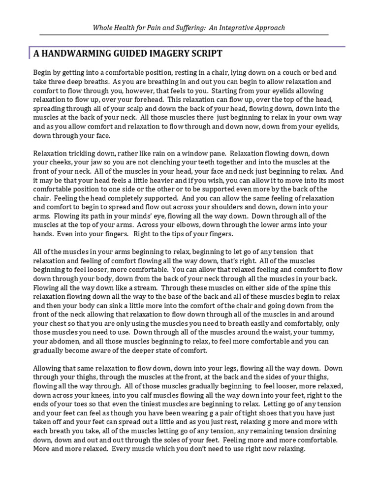Script Handwarming Guided Imagery | PDF | Beach | Foot