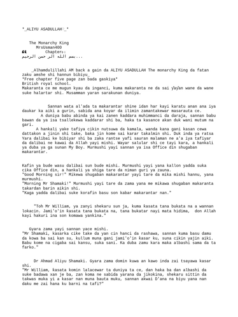 ALIYU ASADULLAH Complete Book by Mrs Usman .Txt by Abooks.com.Ng | PDF