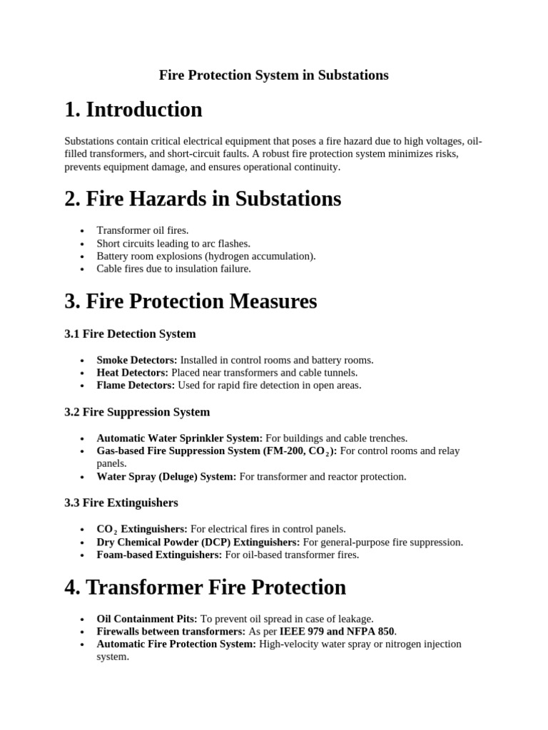 Fire Protection System in Substations | PDF | Firefighting | Fire Safety