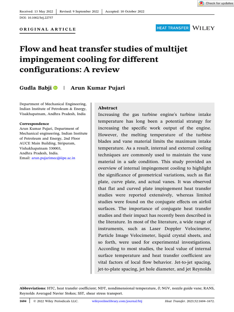 Heat Trans - 2022 - Babji - Flow and Heat Transfer Studies of Multijet ...