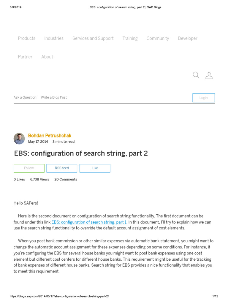 EBS - Configuration of Search String, Part 2 - SAP Blogs | PDF | String (Computer Science)