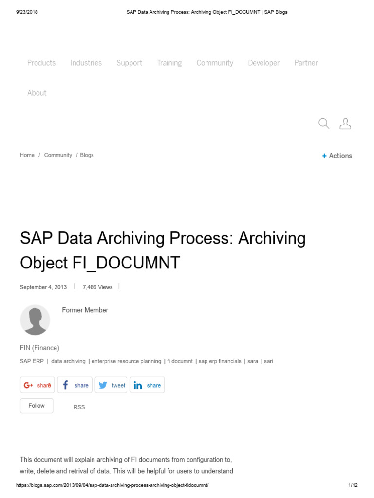 SAP Data Archiving Process - Archiving Object FI - DOCUMNT - SAP Blogs ...
