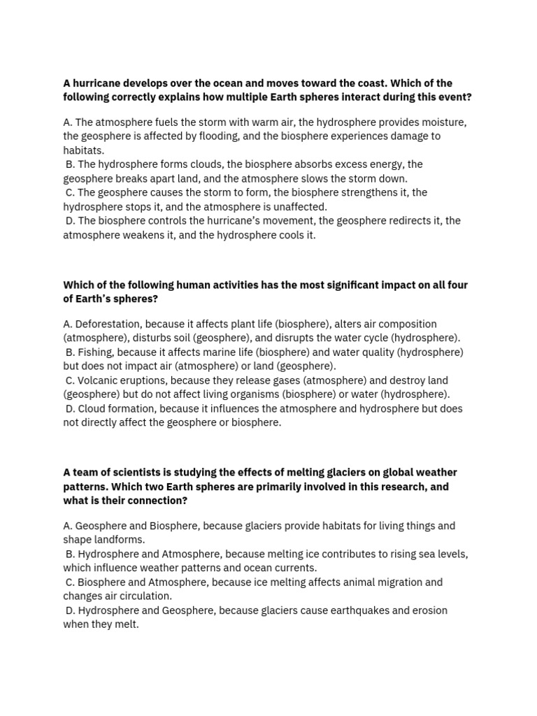 Science Spheres of The Earth Reviewer+ ANSWER KEY | PDF | Atmosphere Of ...