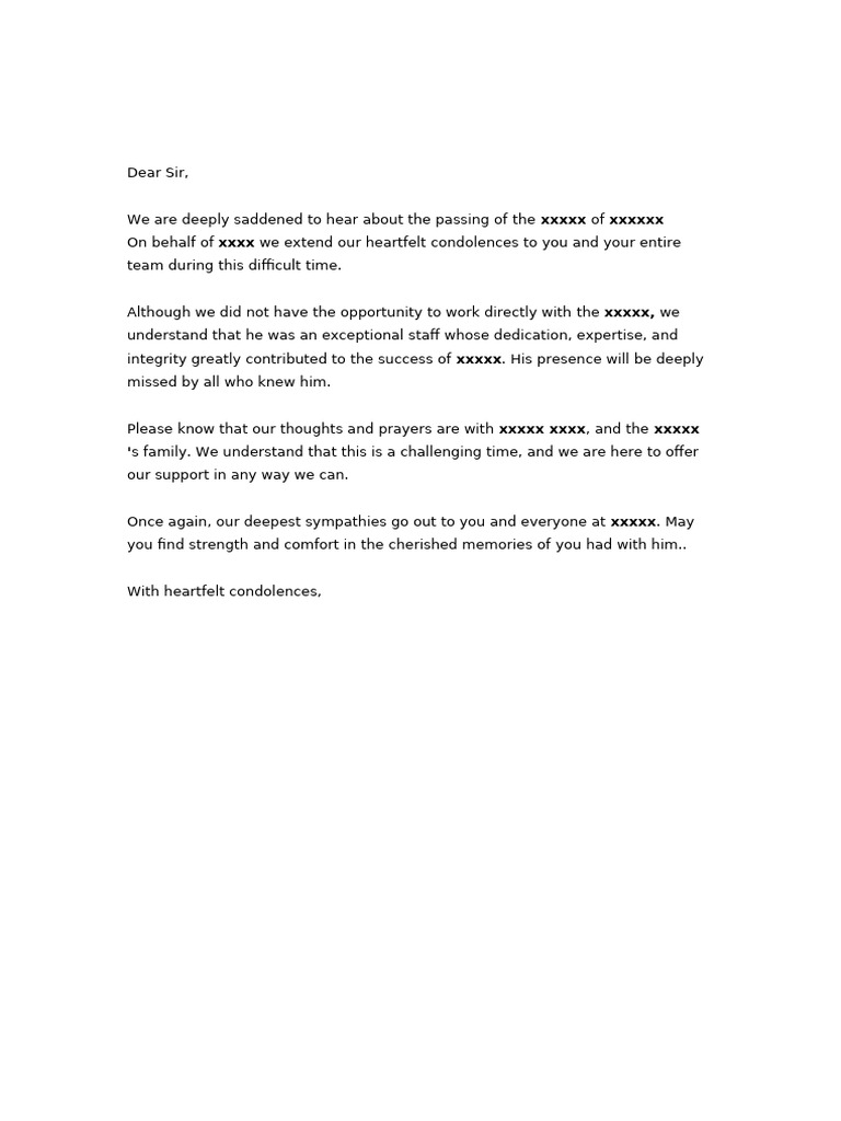 Condolence Draft | PDF