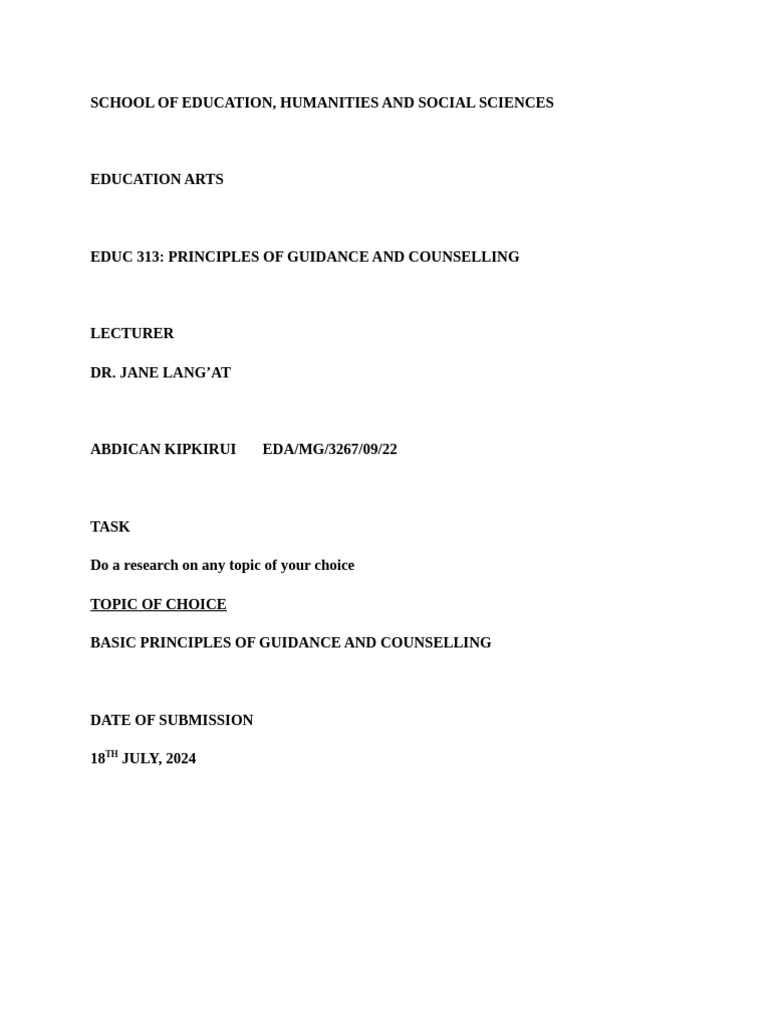 Basic Principles of Guidance Counseling | PDF | Empathy | Psychotherapy