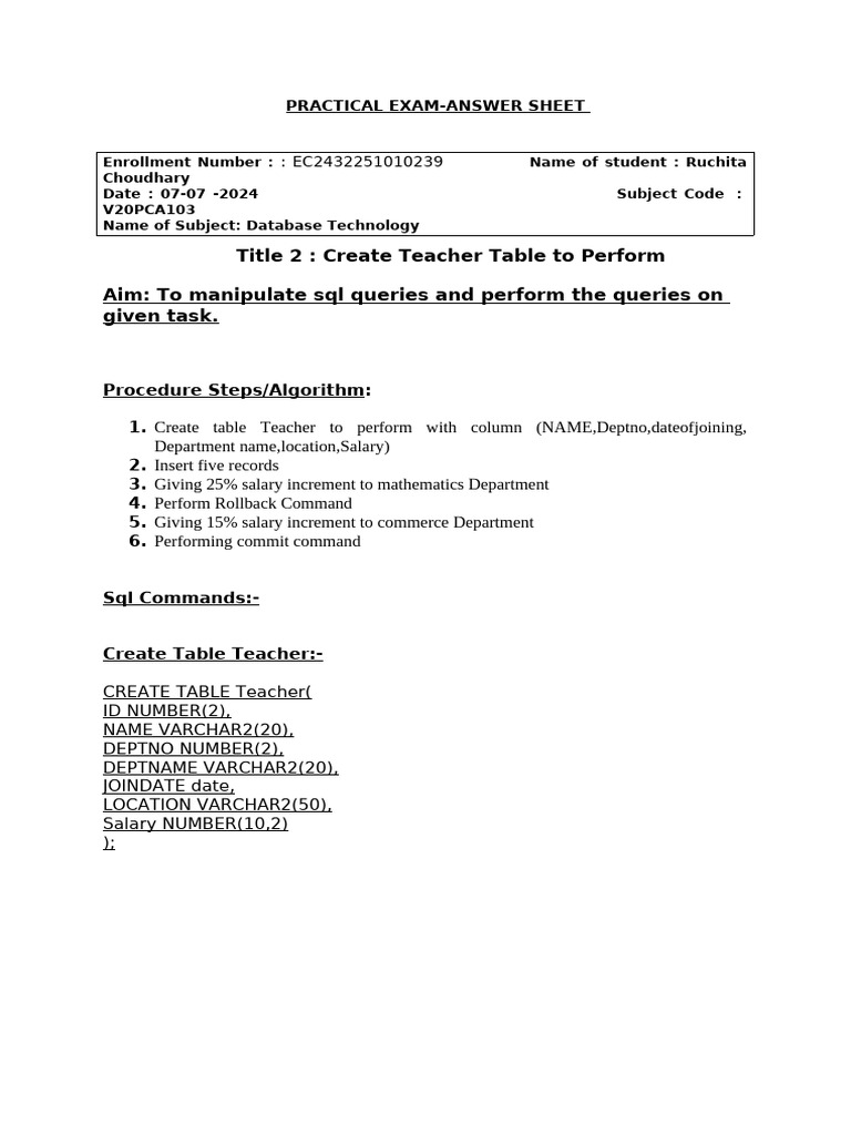 Practical Exam | PDF