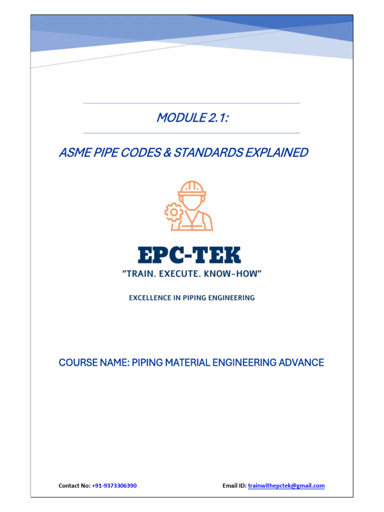 ASME Pipe Codes & Standards Overview | PDF | Pipe (Fluid Conveyance ...