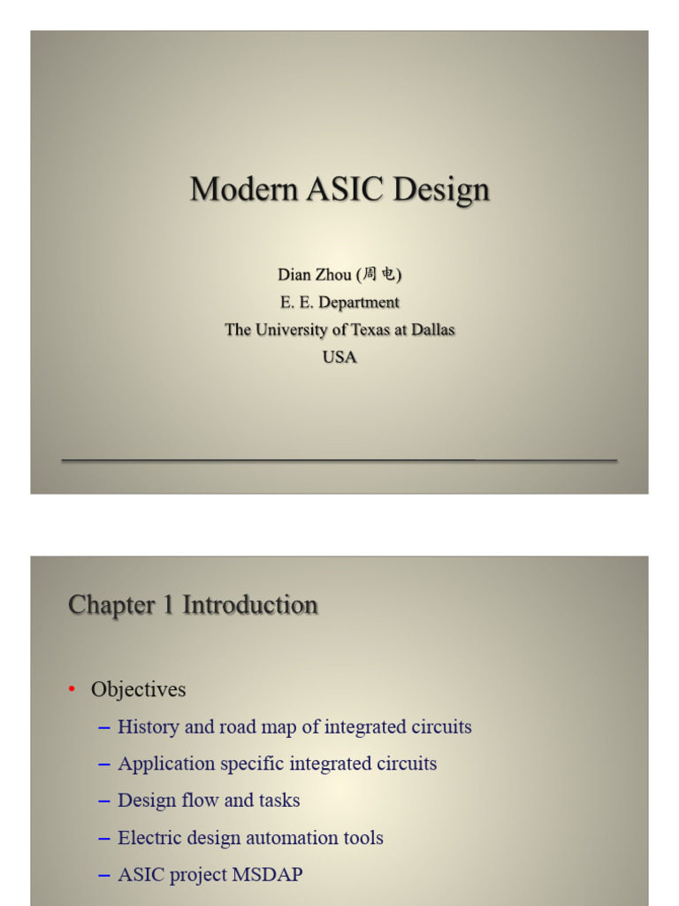 ASIC 2011 Chapter 1 Introduction | PDF | Integrated Circuit | Electronic Circuits