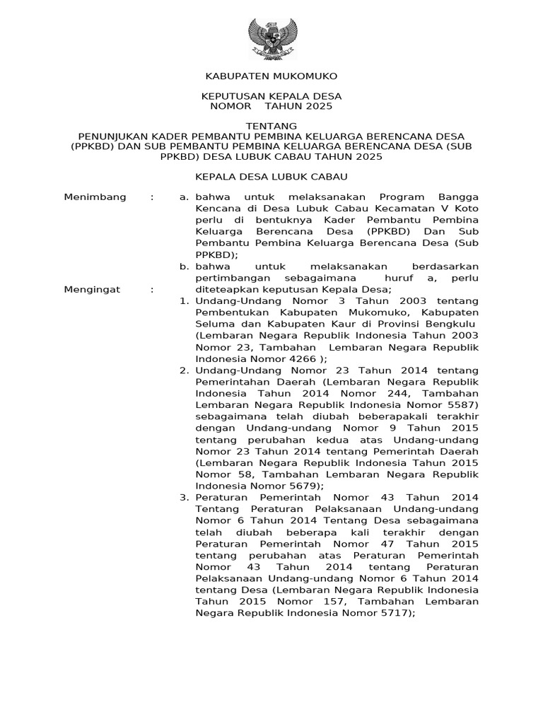 SK PPKBD Dan Sub PPKBD 2025 Lucab | PDF