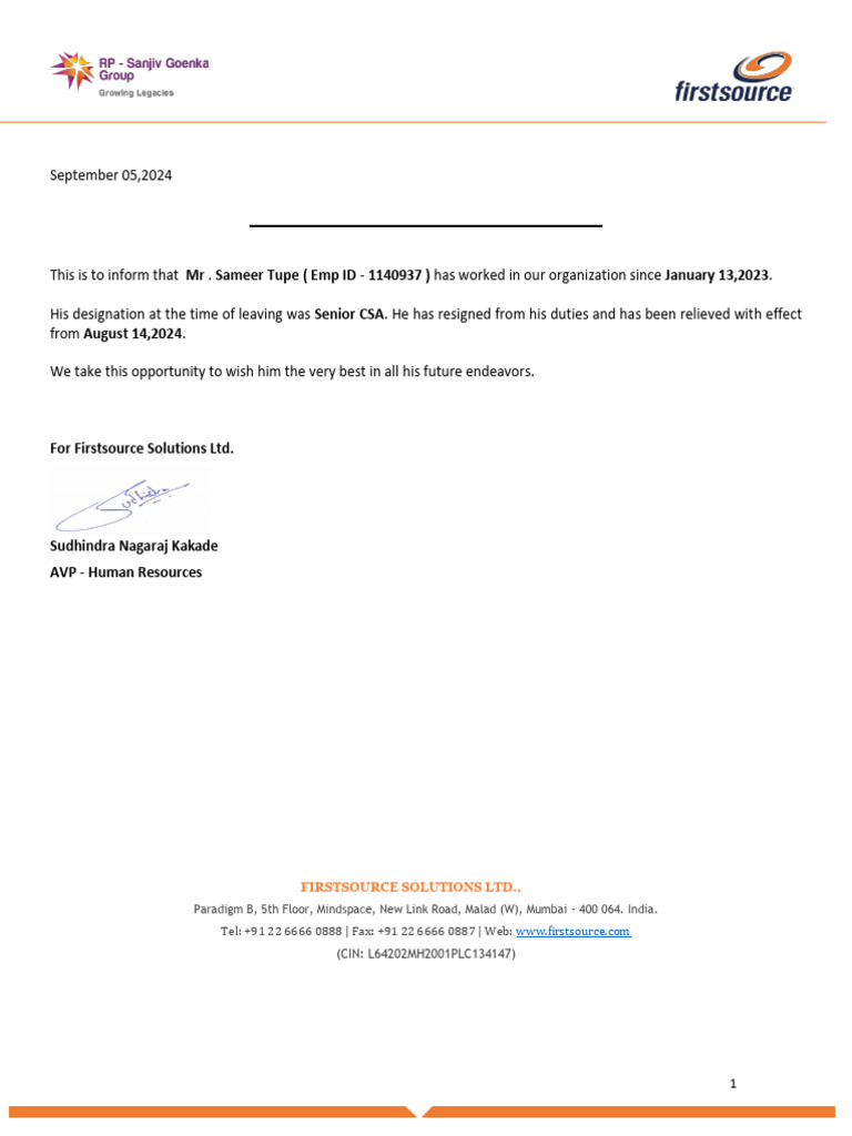 RelievingLetter | PDF