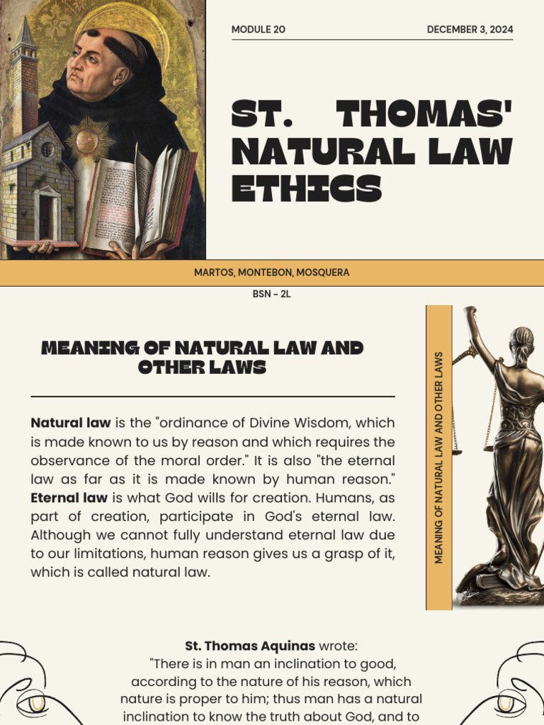 Module 20 - St. Thomas' Natural Law Ethics | PDF | Natural Law | Thomas Aquinas