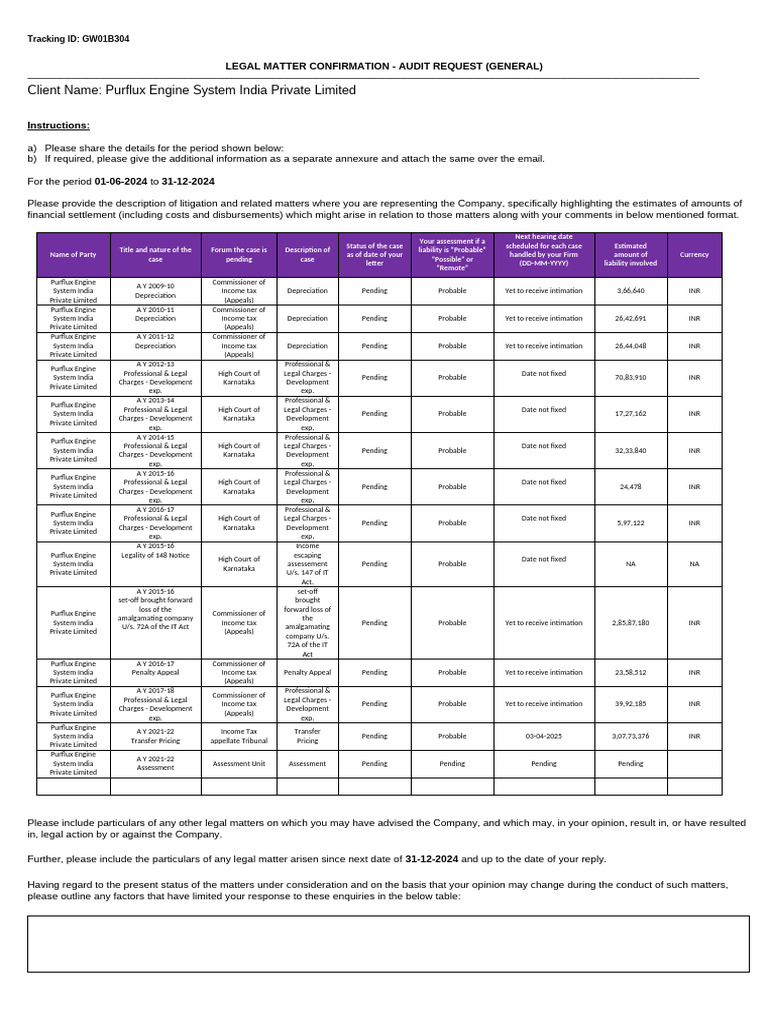 GW01B304-LC Response Template Without Matter Details | PDF | Justice ...