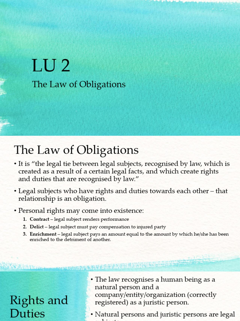 LU 2 law of contract | PDF | Law Of Obligations | Consent