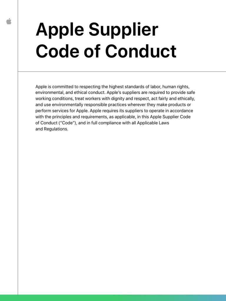 Apple Supplier Code of Conduct Overview | PDF | Discrimination ...