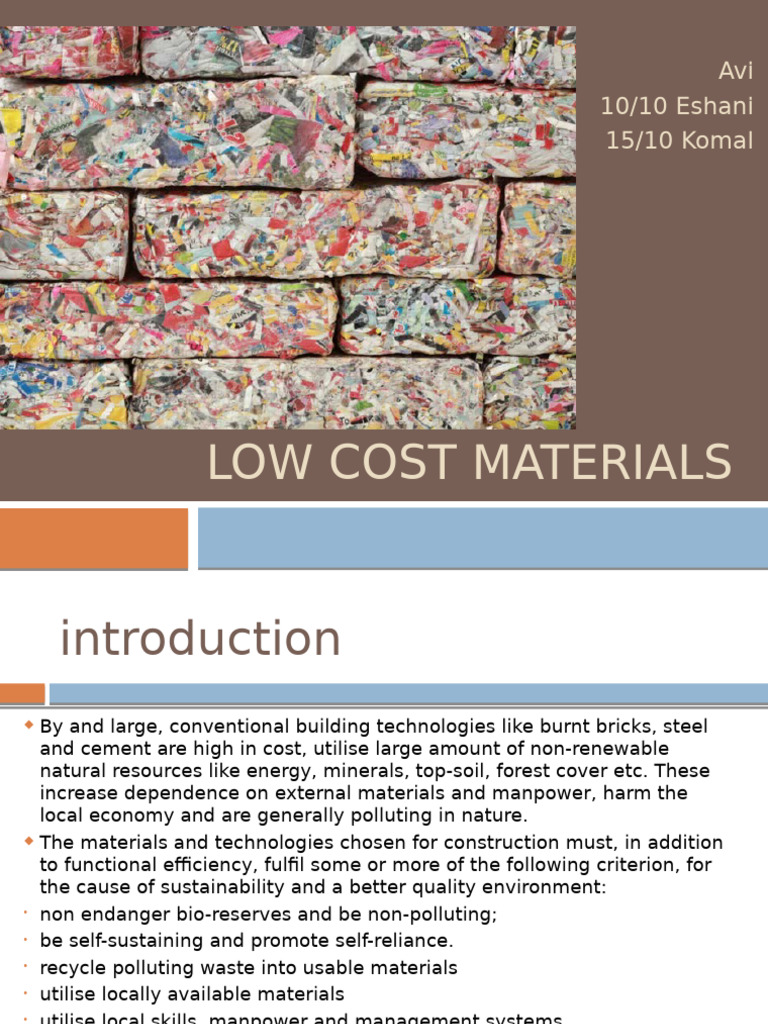 Low-Cost Sustainable Building Materials | PDF | Cement | Concrete