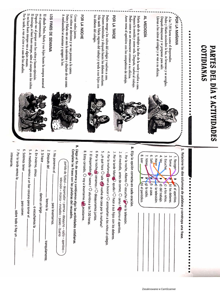 Partes Del Dia y Actividades Cotidiananas | PDF