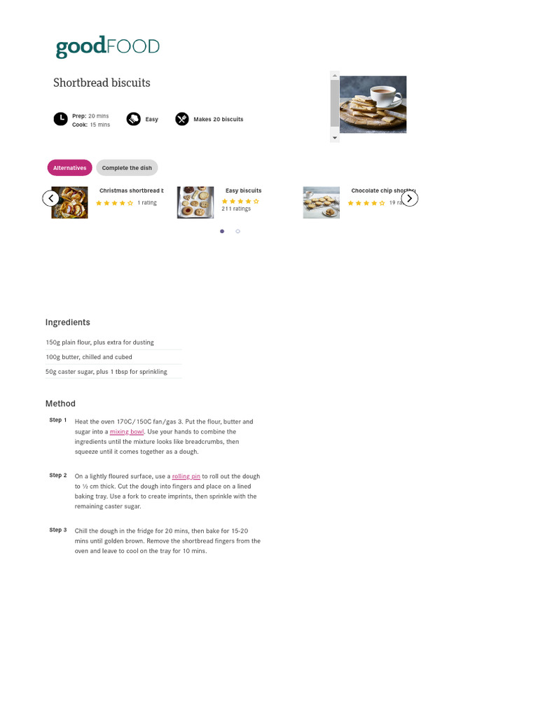 Easy Chocolate Chip Shortbread Recipe | PDF