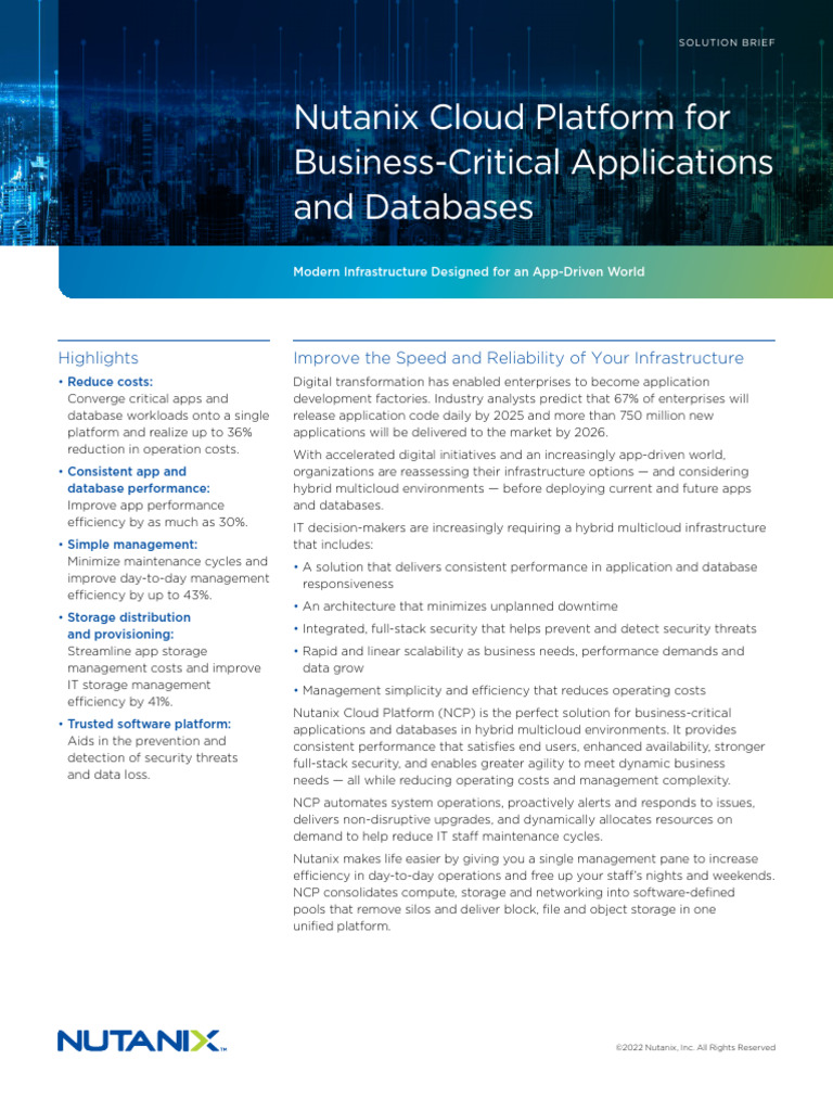 SB Nutanix Cloud Platform Bca | PDF | Cloud Computing | Databases