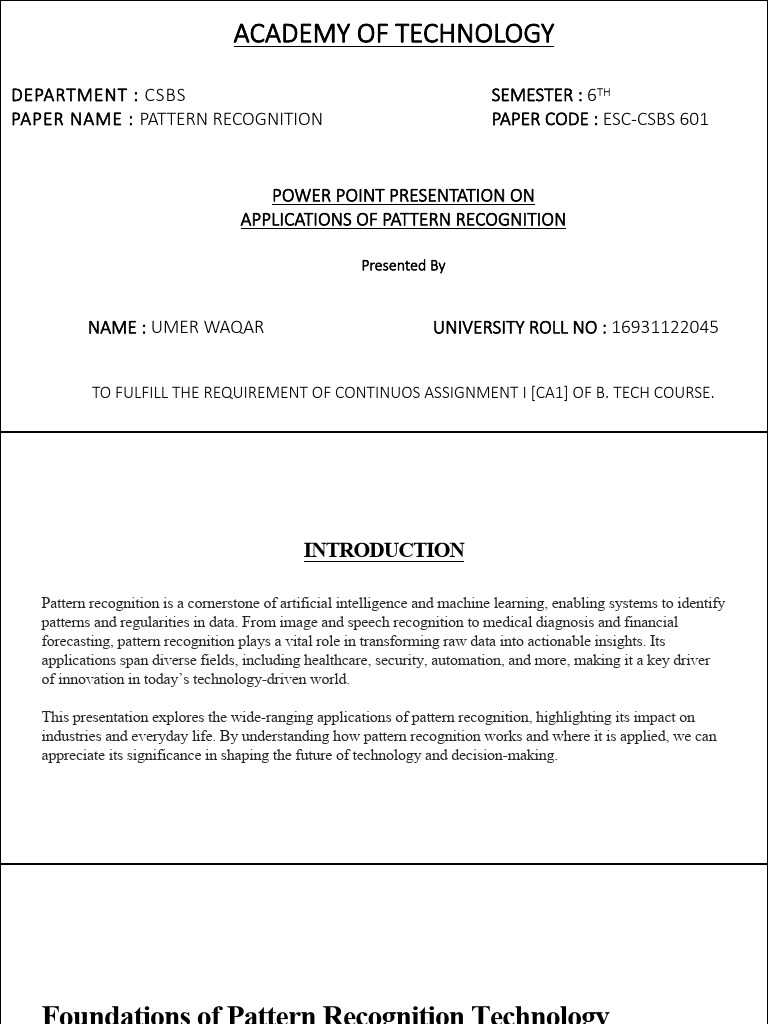 Esc-Csbs 601 | PDF | Pattern Recognition | Machine Learning