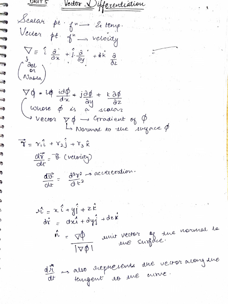 Calculas Unit 5 Vector Differentiation | PDF