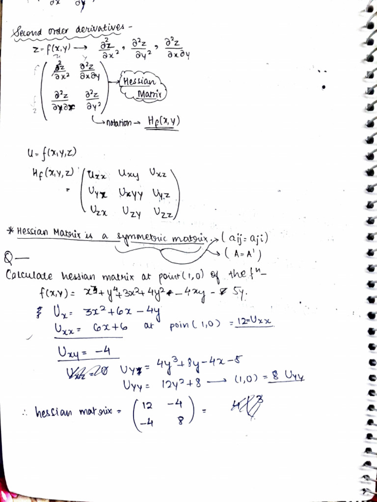 Hessian Matrix for Maxima and Minima | PDF | Differential Calculus ...