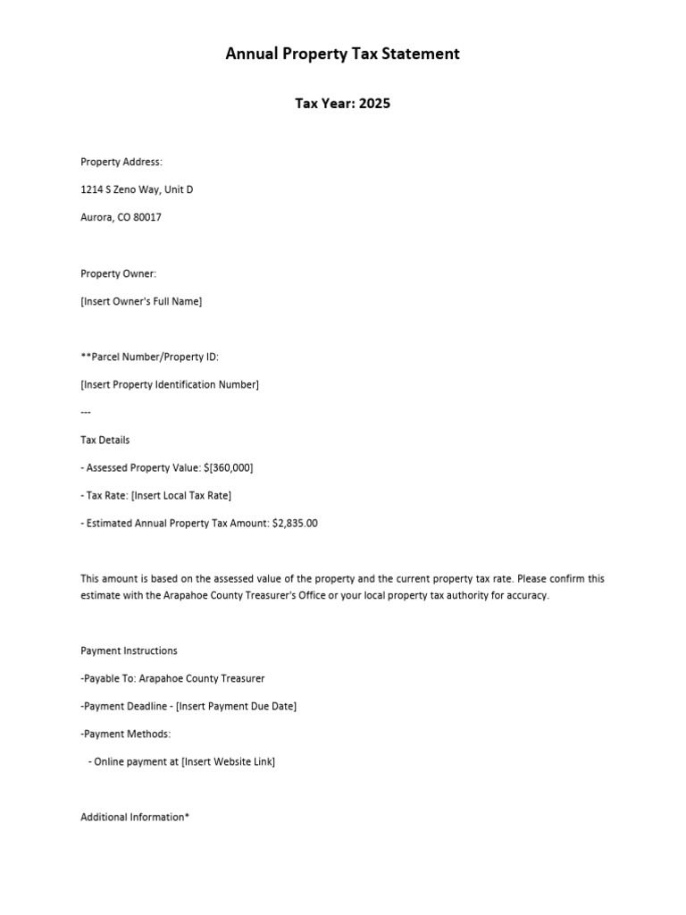 Annual Property Tax Statement | PDF