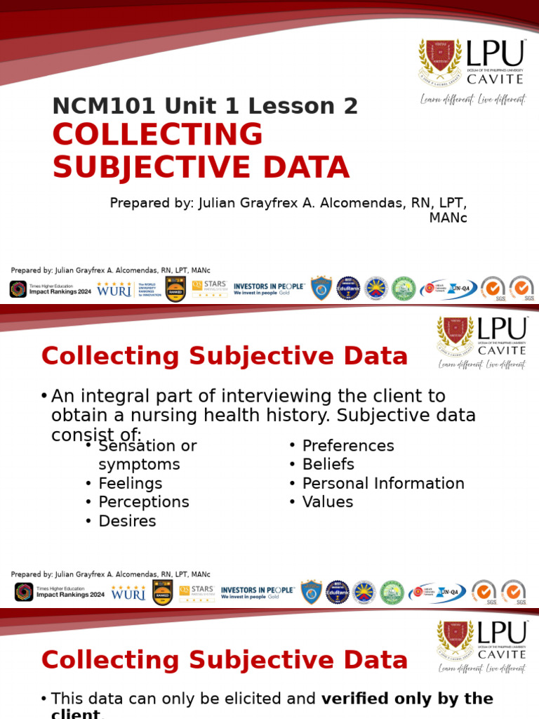 HA 1.2 Collecting Subjective Data | PDF | Nonverbal Communication ...