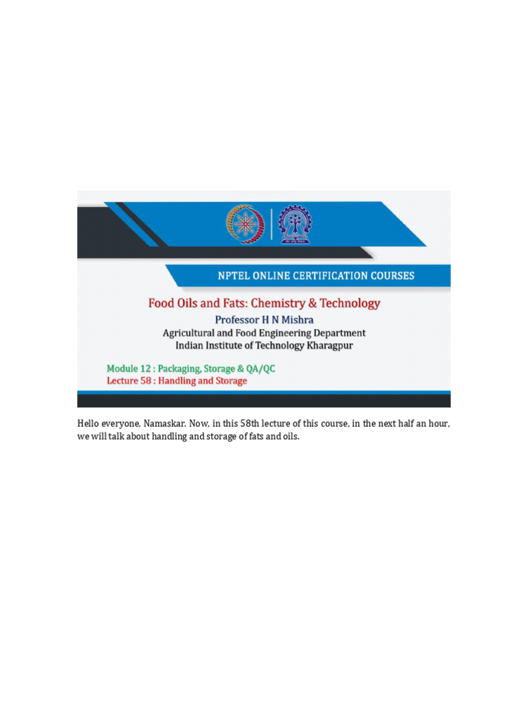 Lec58 Handling & Storage | PDF | Cooking Oil | Butter