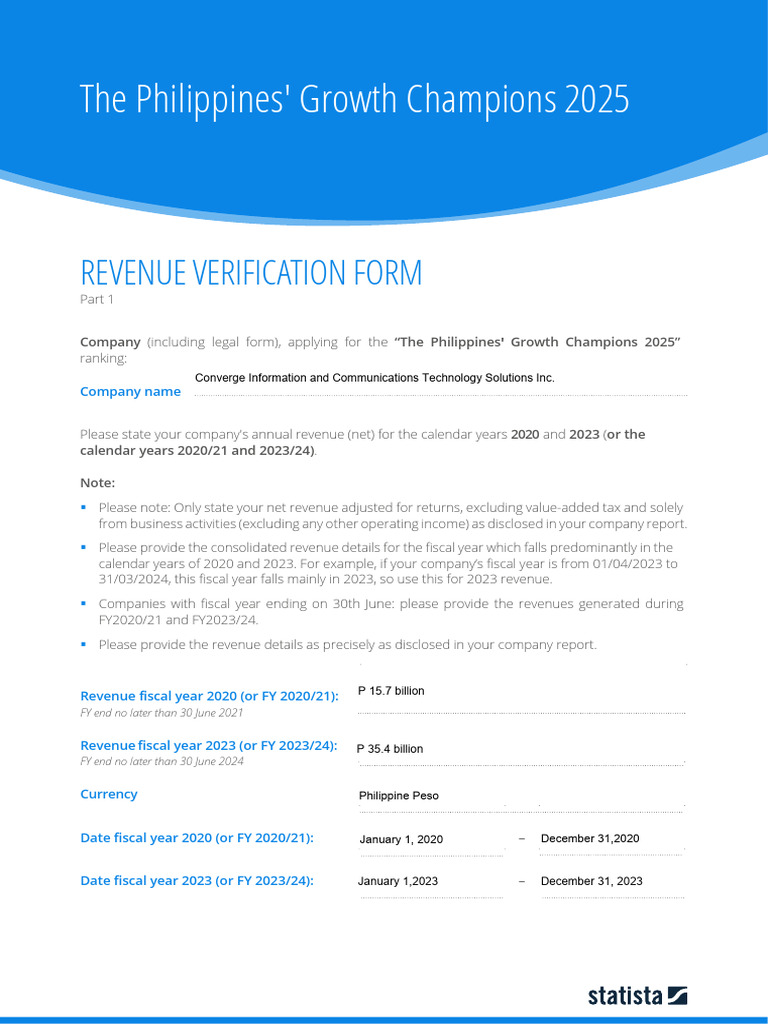 Revenue Verification for Growth Champions 2023 | PDF | Fiscal Year | Revenue