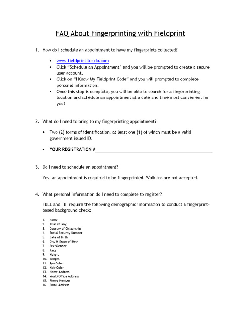 Fieldprint Frequently Asked Questions PDF | PDF | Identity Document ...